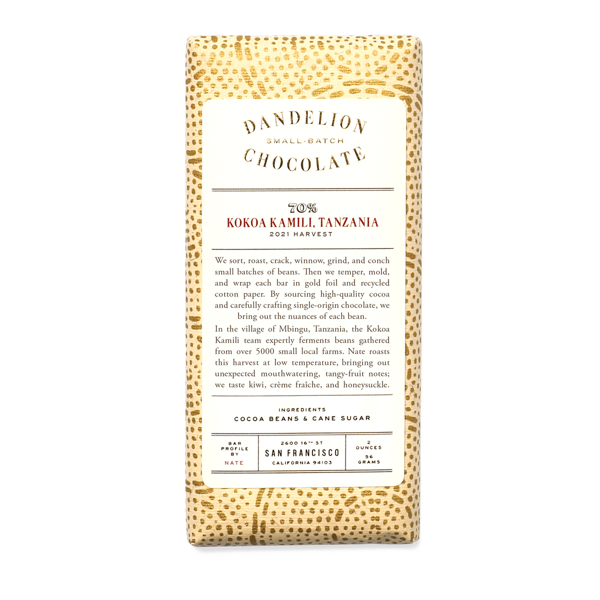 Kokoa Kamili, Tanzania 70% 2021 Harvest Single-Origin Chocolate Bar ...