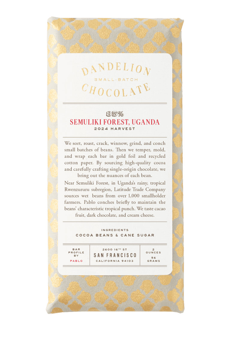 Semuliki Forest, Uganda 85% Single-Origin Chocolate Bar – Dandelion ...