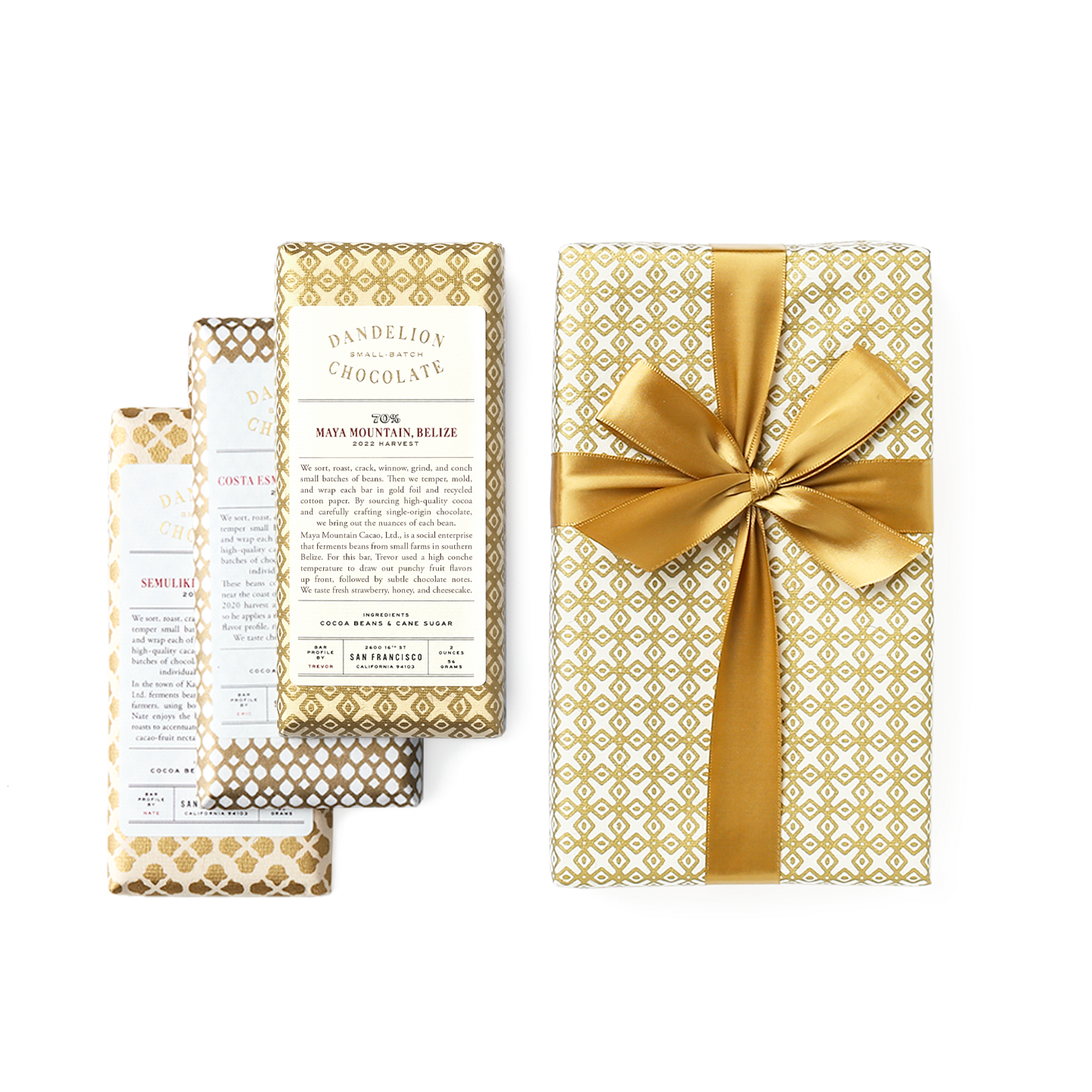 Wrapped Three-Bar Gift Set – Dandelion Chocolate